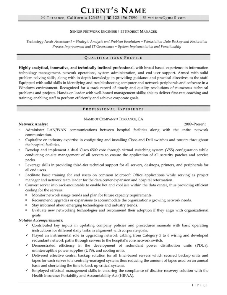 Senior Network Engineer Resume: Expert Tips and Example